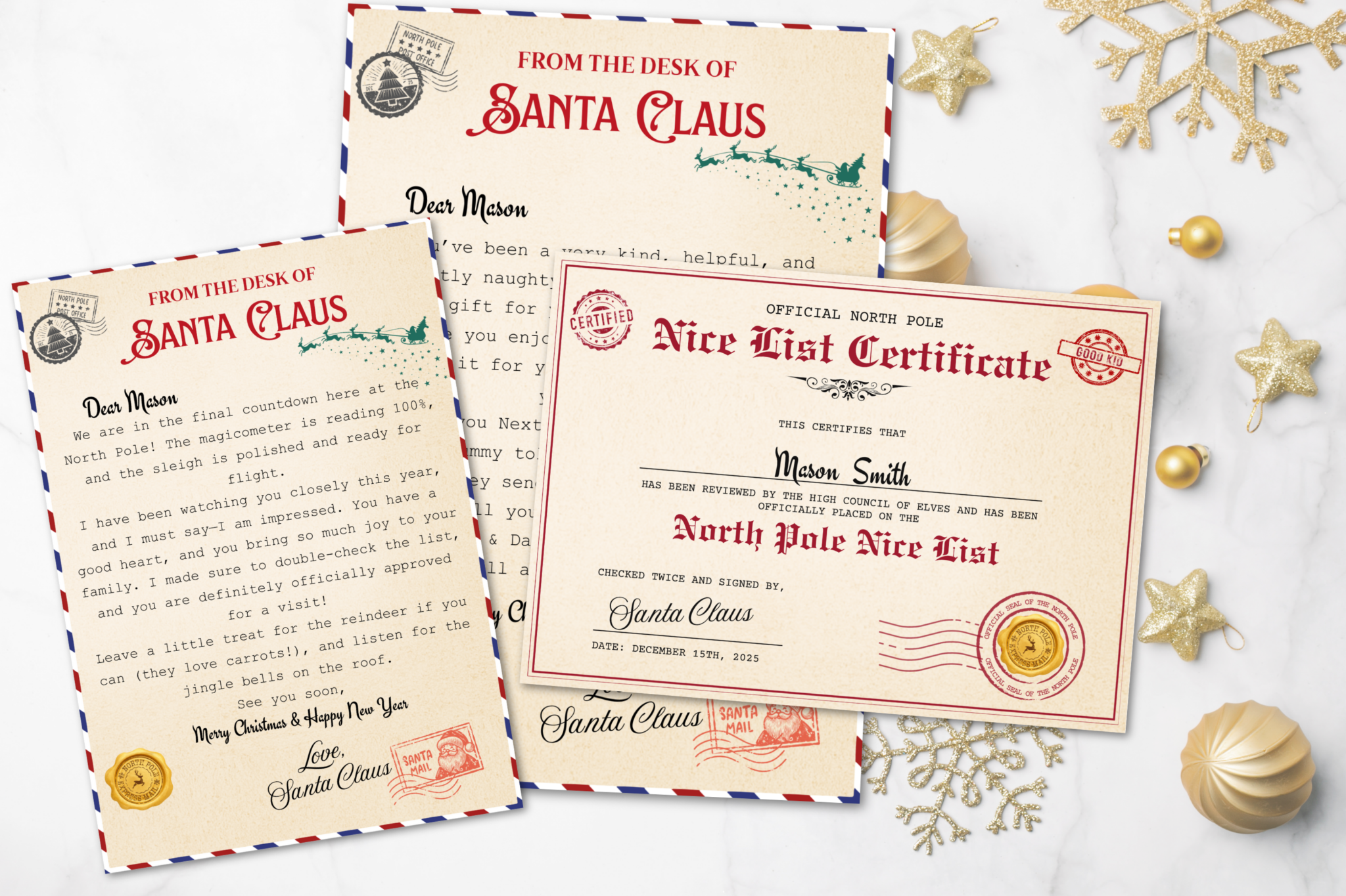 Personalized Letters from Santa DIY Templates + Official North Pole